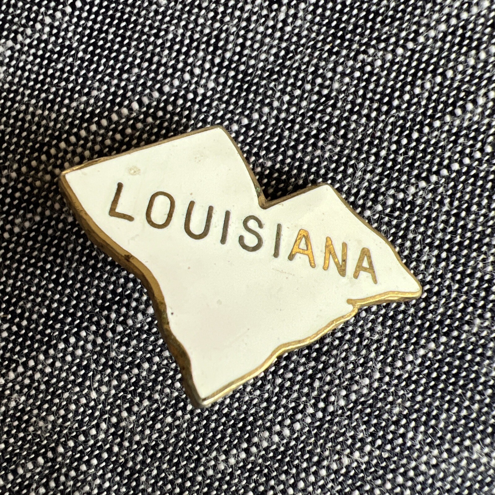 Vintage Louisiana White With Gold Lettering And Trim Lapel Pin 1" | eBay