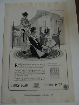 1920 IVORY SOAP "99-44/100% PURE" Full Page Black & White Print ...