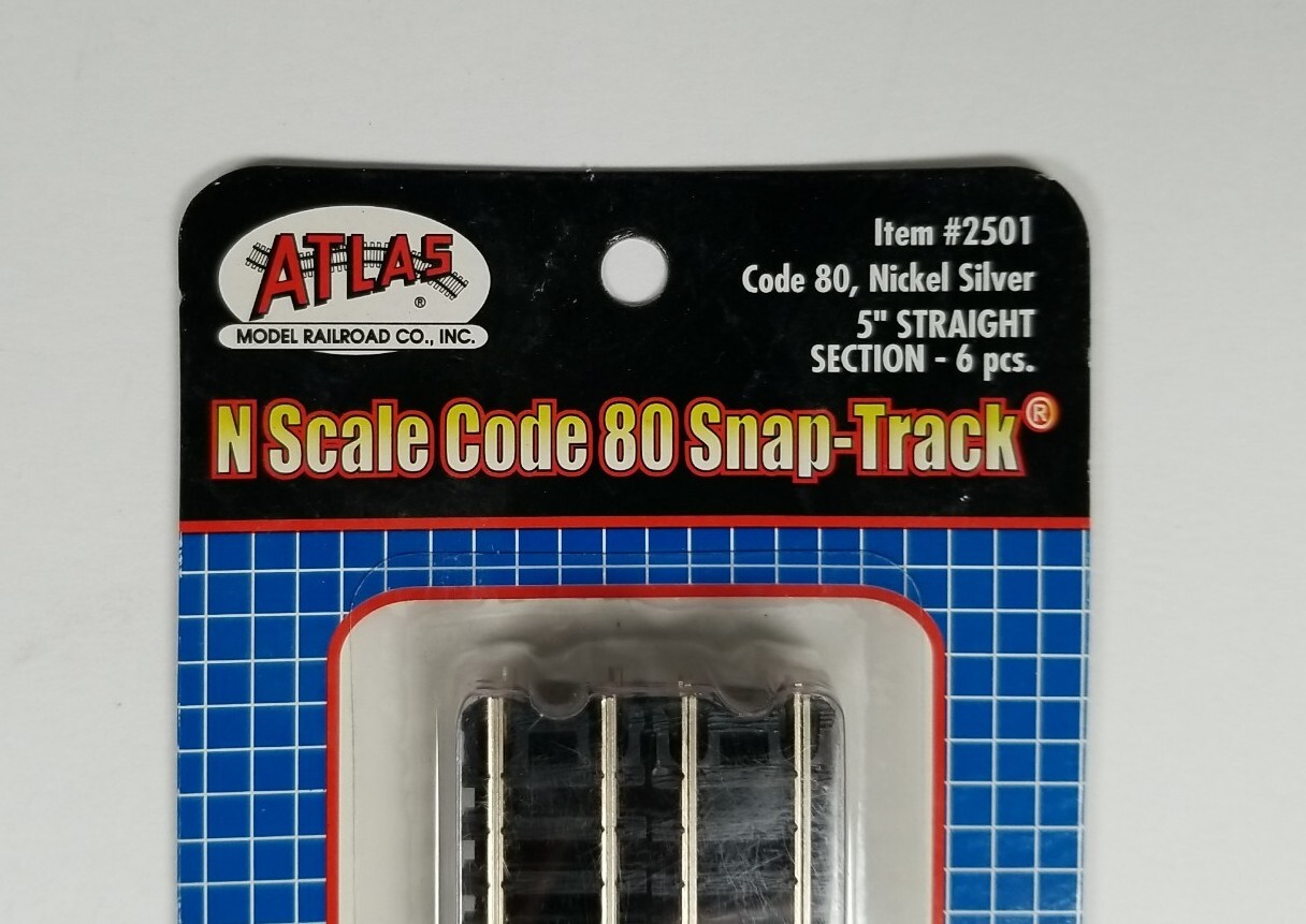 N Scale Atlas 2501 Code 80 Nickel Silver 5" Straight Section Snap-Track ...