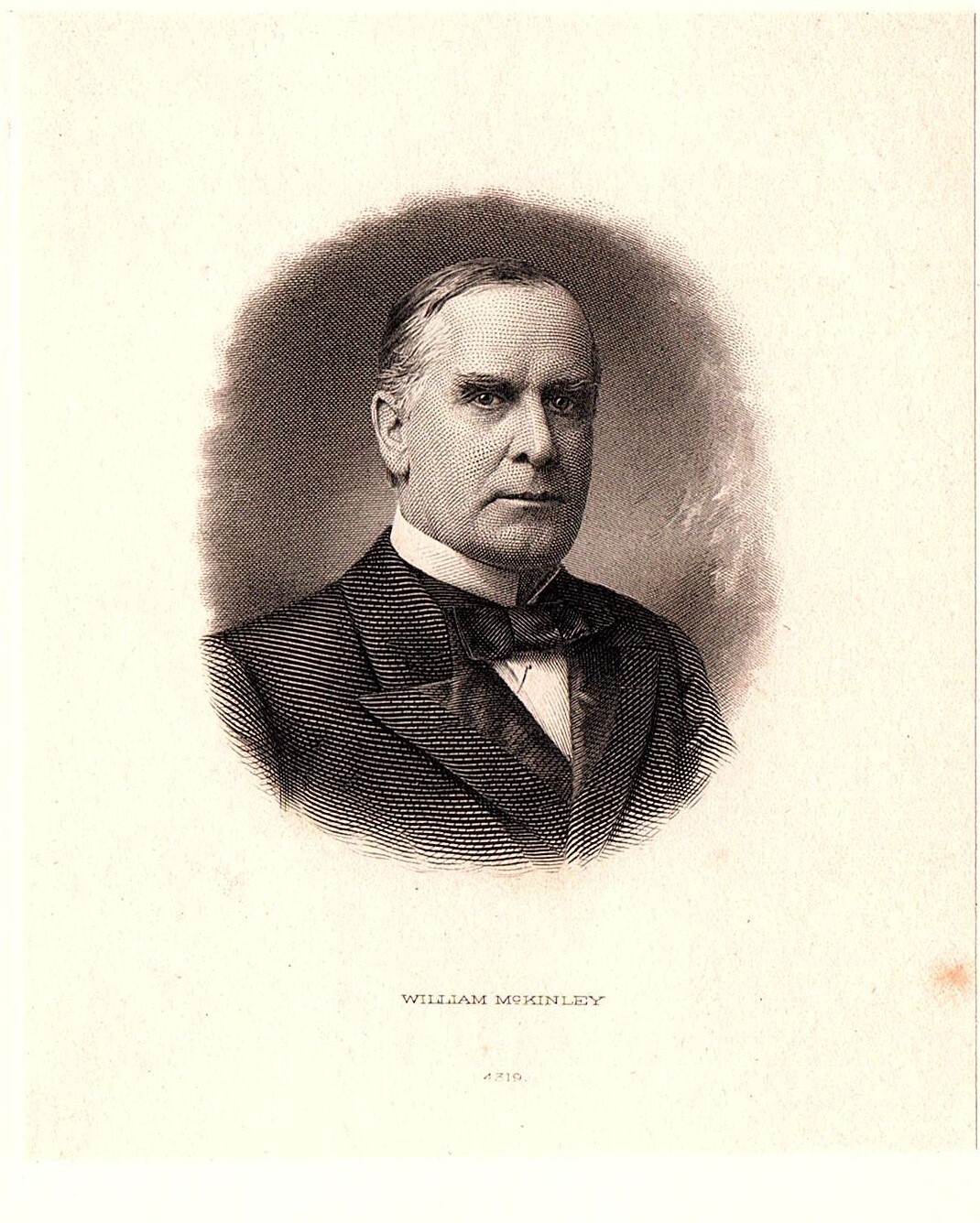 William McKinley Die Proof Engravings on india BEP, G.F.C. Smillie 1890 ...