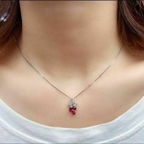 1.50CT Oval Cut Simulated Ruby Grapes Shape Pendant 14k Yellow Gold ...