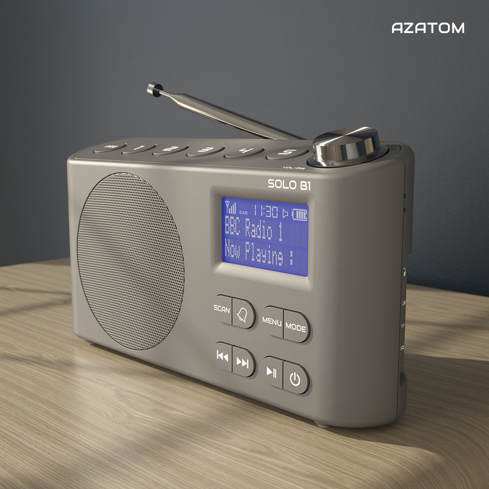 DAB+ DAB FM Radio Speaker Alarm Bluetooth Rechargeable Clock AZATOM ...