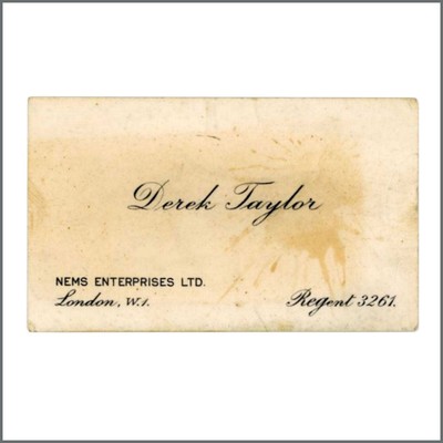 Beatles Related 1960s Derek Taylor Owned NEMS Enterprises Business Card ...