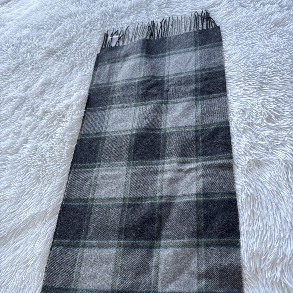 JOS A BANK 100% Cashmere Knit Scarf Mens Blue Black Check Plaid NWT ...