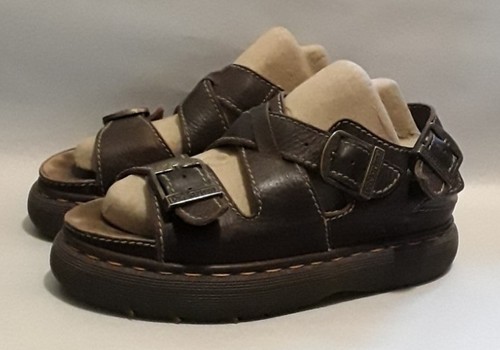Vtg Dr. Martens Docs Brown Leather Chunky Platform Sandals Made In ...