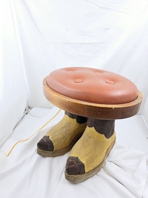 Doug Amidon Hand Carved Cowboy Boot Stool 16x14" | eBay