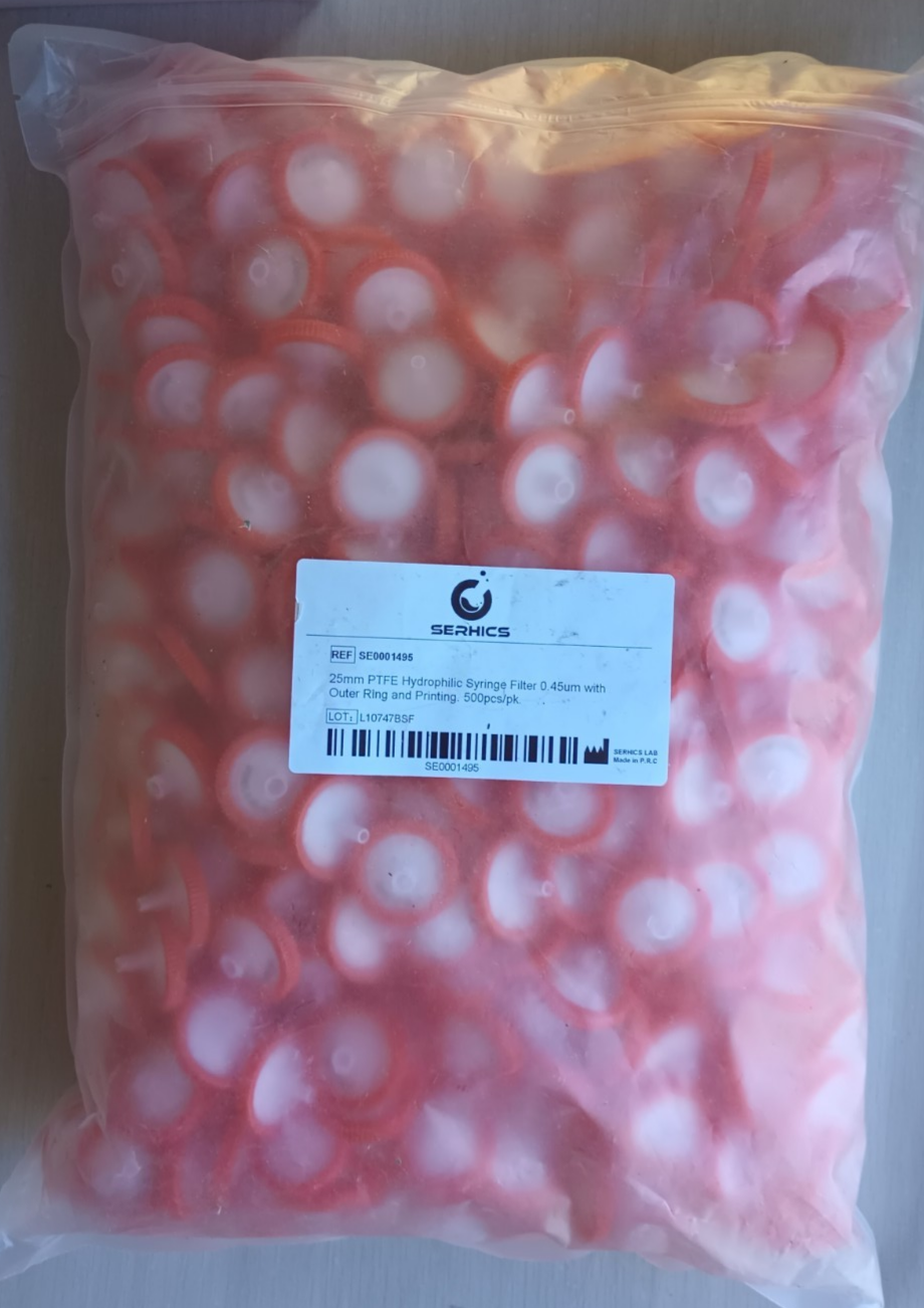 Syringe Filters PTFE 25mm 0.45µm Membrane Diameter Lab Filter Pack of ...