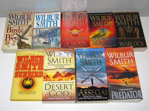 Lot of 10 Wilbur Smith books - Birds of Prey Warlock Sunbird Desert God ...