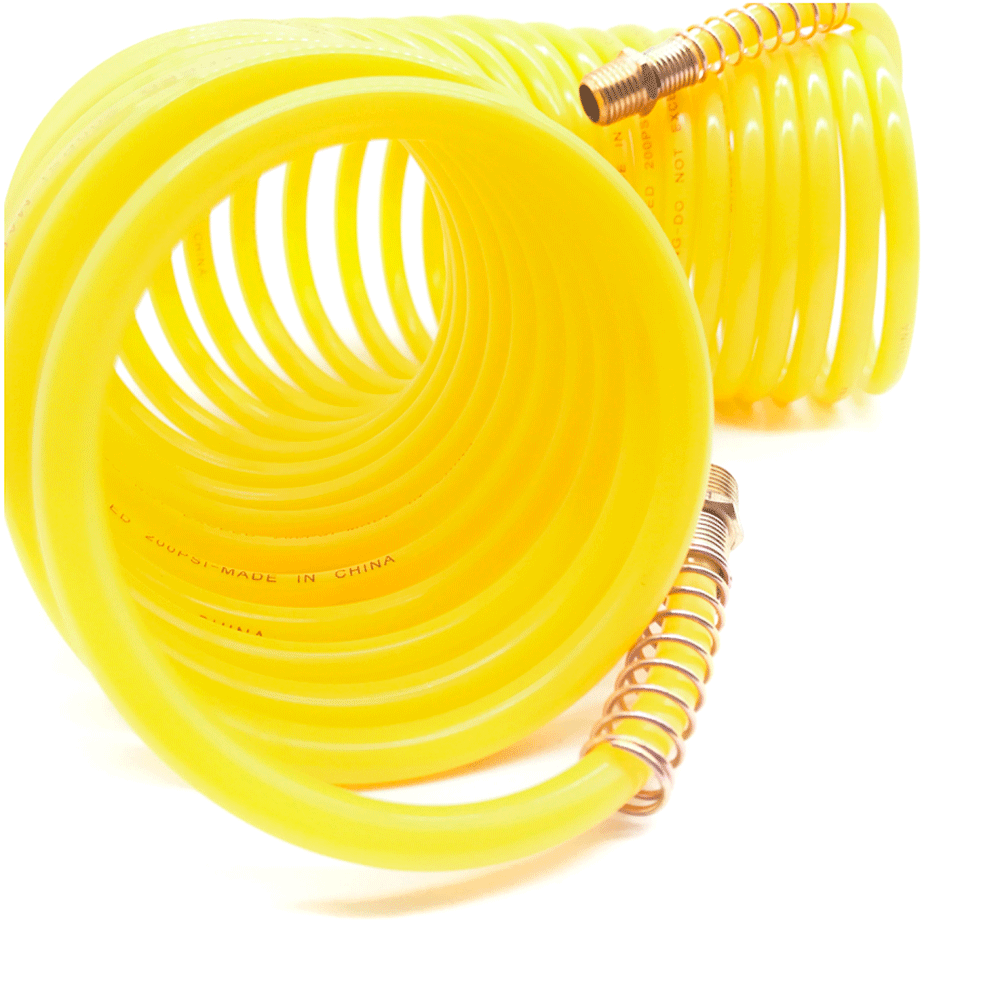 25ft 1/4" Recoil Air Hose Re Coil Spring Ends Pneumatic Compressor ...