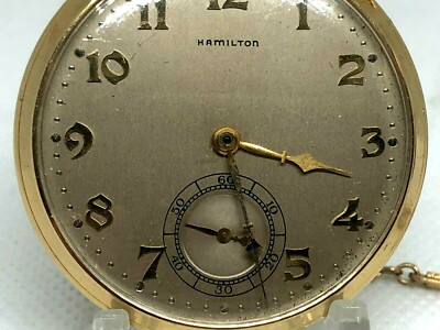 VINTAGE 1937 HAMILTON 921 POCKET WATCH 21J H6356 WITH CHAIN AND TWO ...