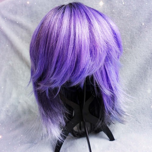 Scene / emo light purple and black synthetic wig - Emo/shag haircut | eBay