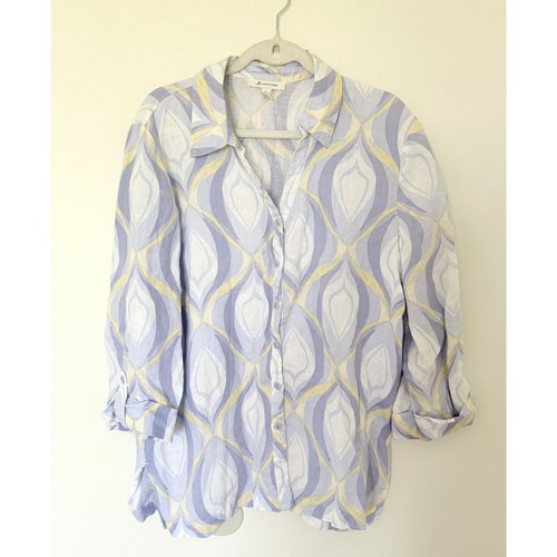 JM Collection Multicolor Linen Button 34 Sleeve Summer Comfy Artsy ...