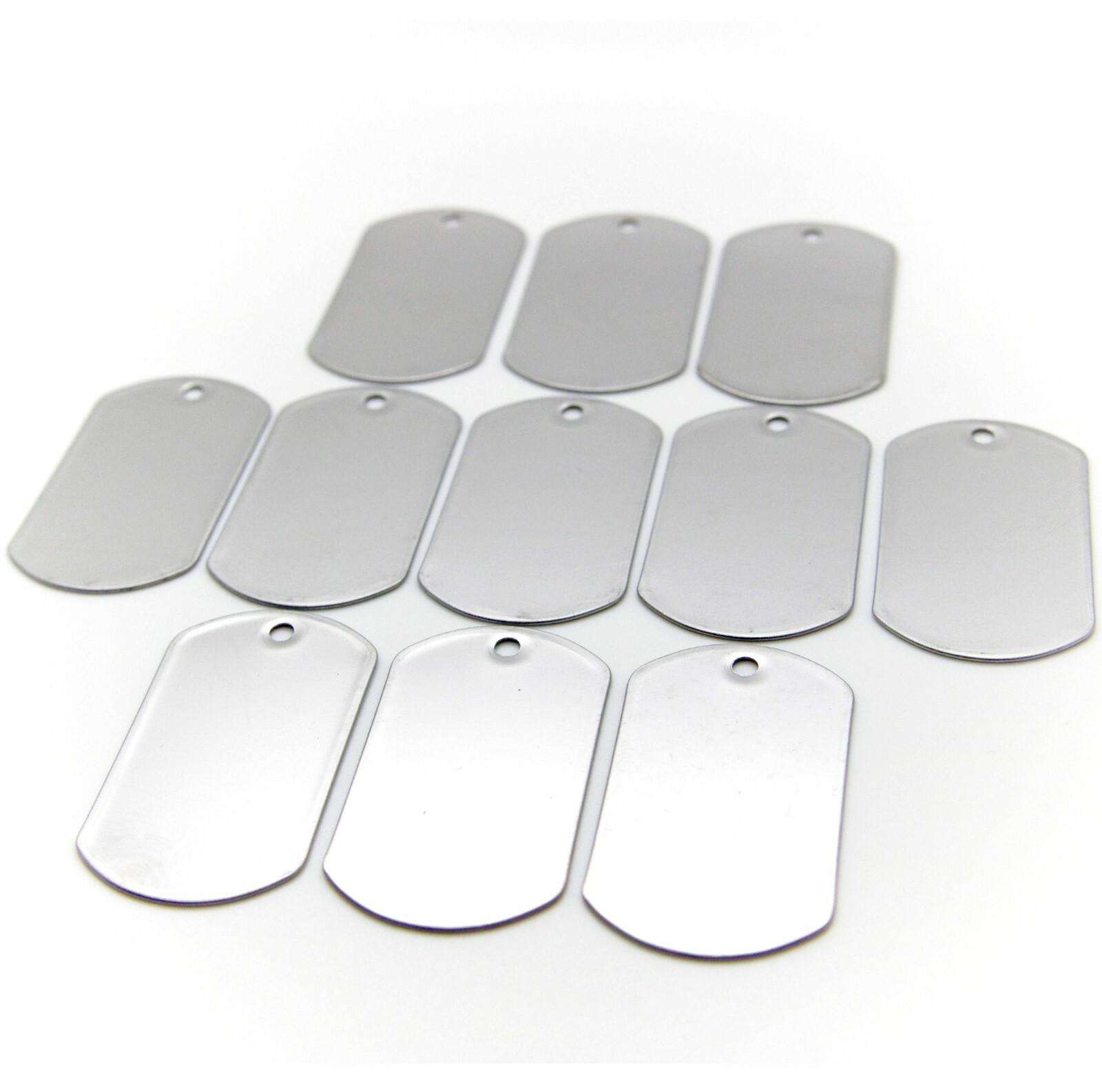 LOT 100 BLANK STAINLESS STEEL DOG TAG SHINY/MATTE WITH 100 30" S/S ...