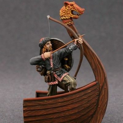 VIKING-Bowman ON THE DRACCARE Soldiers Figurines Tin 54mm 1/32 PAINTED ...