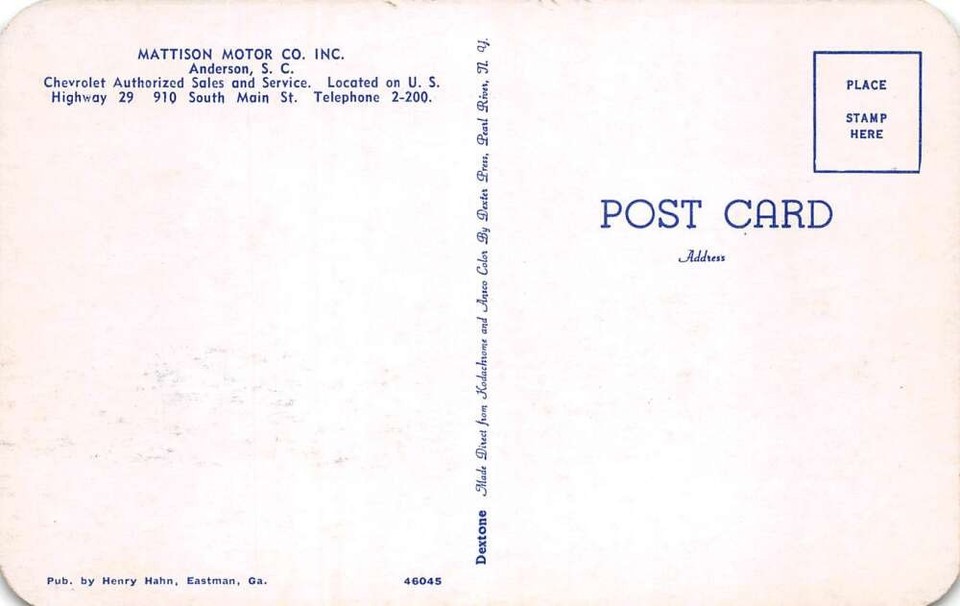 Anderson South Carolina Mattison Motor Co Chevrolet Car Dealership PC ...