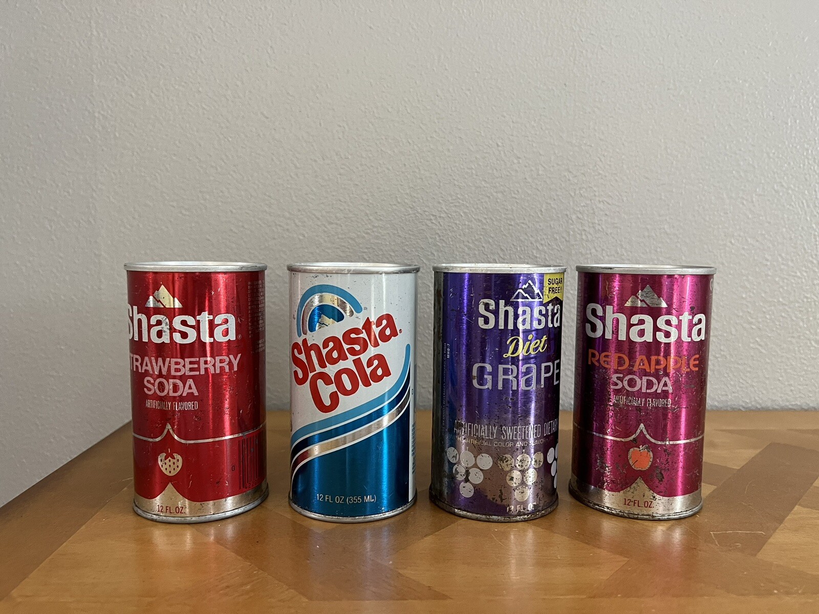 4-Vintage Shasta Cherry Cola Soda Pop Cans, Straight Steel Hayward CA ...