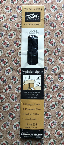 Vintage New Black Zipper 11" Metal Coil by Talon - Fly Placket Zipper ...