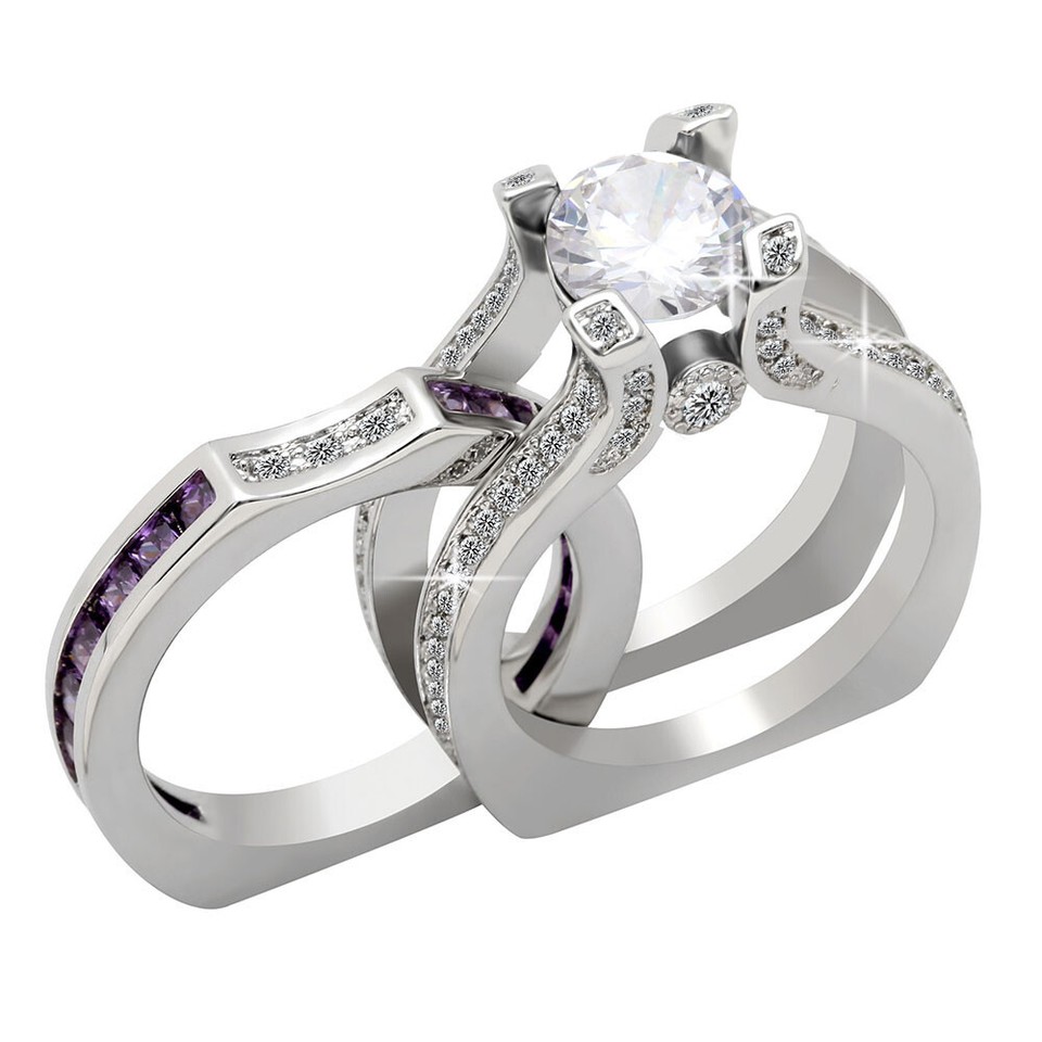 Skylar Wedding Ring Set for Women Engagement Ring and Matching Band Cz ...