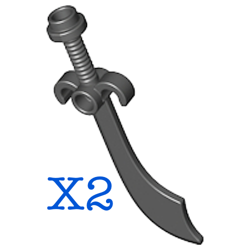 Lego Ninja Scimitar Sword minifigure Weapon Black White Gray Chrome ...