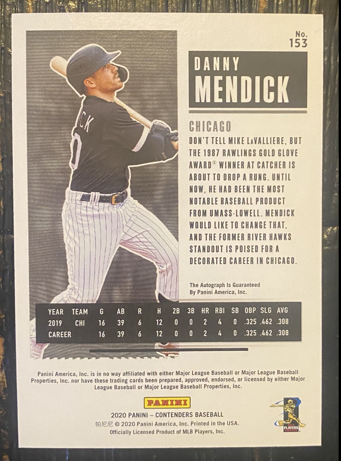2020 Contenders Baseball Danny Mendick Rc Auto Chicago White Sox #153 ...