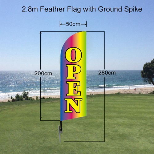 OPEN 2.8m Feather Flag Swooper Advertising Flag Banner Promotional ...