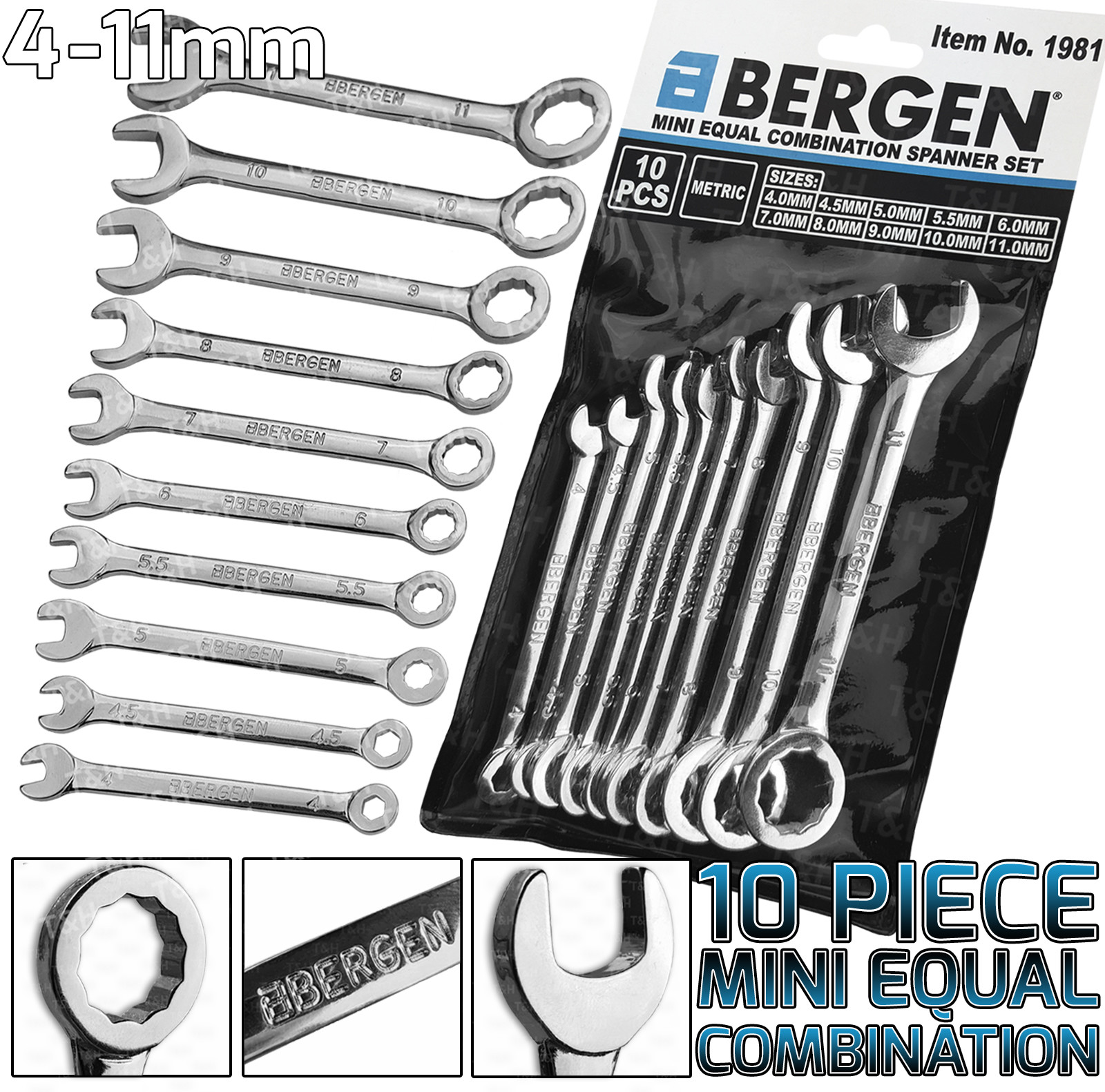 BERGEN Mini Spanners 10pc Model Makers Mini Small Combination Wrench ...