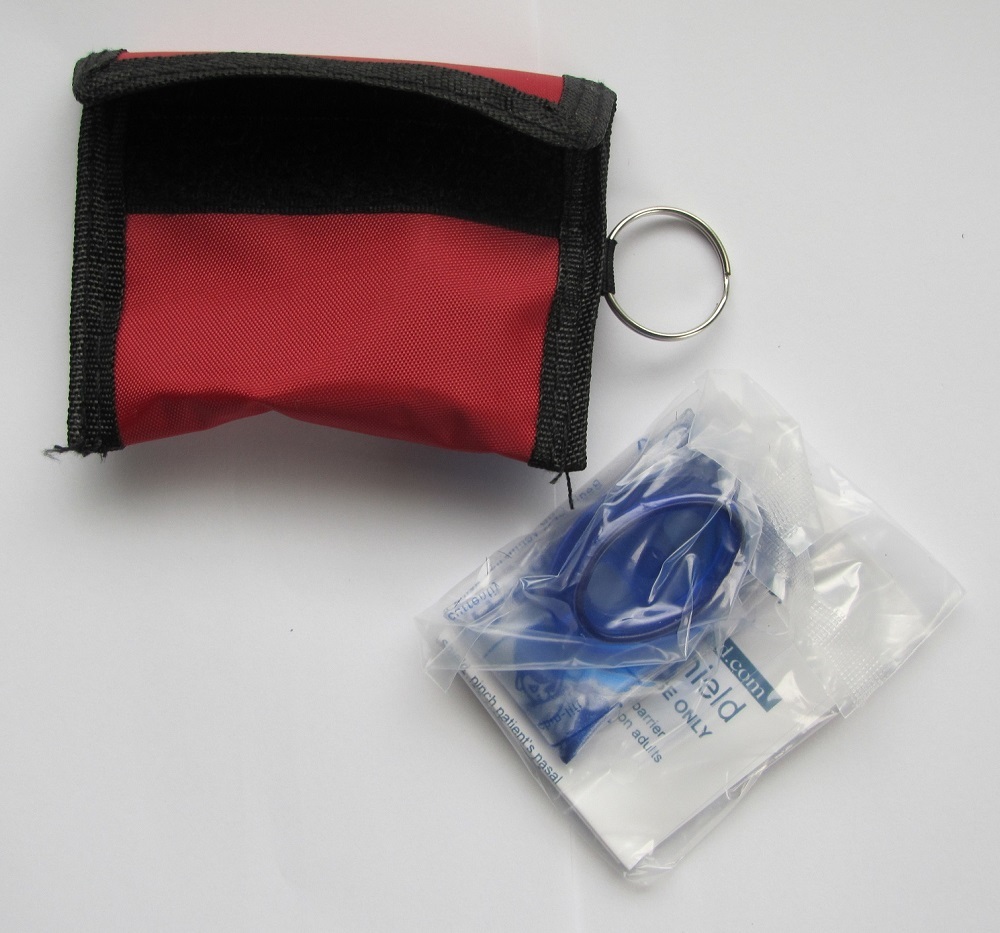 Emergency CPR Mask Kit Gloves and wipe in Pouch with Key Ring Holder ...