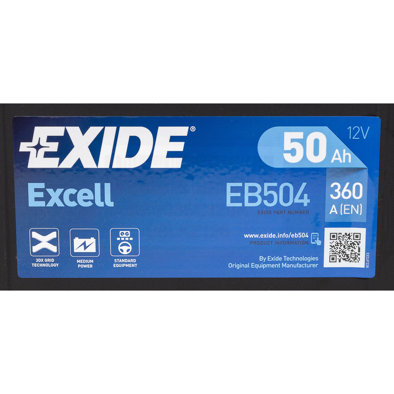 EXIDE EB504 EXCELL Autobatterie Batterie Starterbatterie 12V 50Ah ...