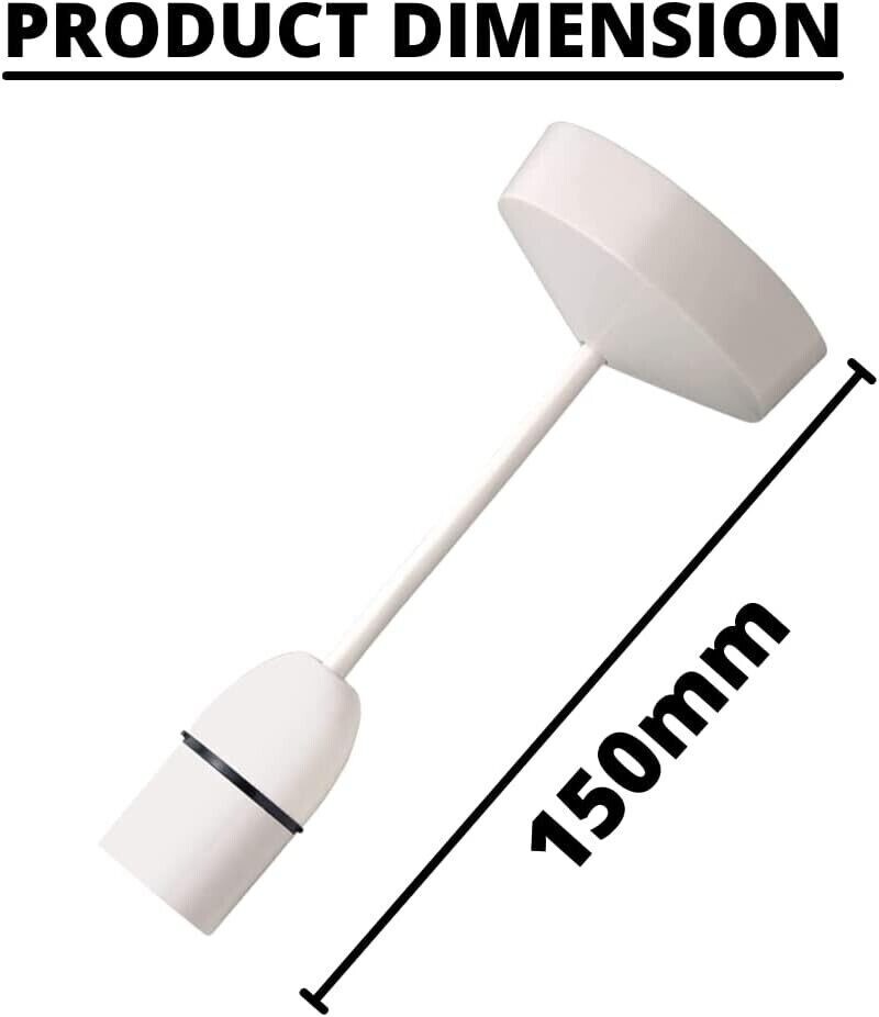 2 X Pendant Light Fitting Set White Ceiling Rose BC Lamp Holder With ...