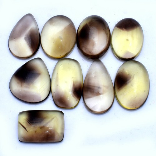 9 Pcs Natural Lemon Bio Quartz Cabochon Untreated Loose Gemstones Lot ...