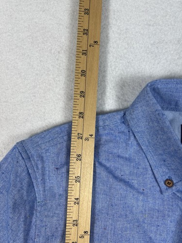 Ben Sherman Men's Blue Pocket Button Front Stretch Short Sleeve Size ...