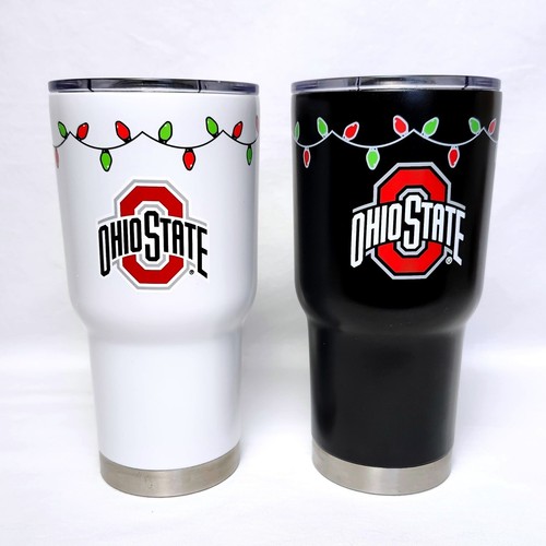 LOT OF 2 OHIO STATE FESTIVE TUMBLERS WITH LIDS 32 OZ HOT OR COLD ...
