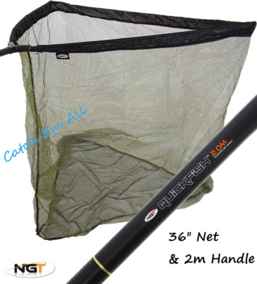 36" Inch Carp Fishing Landing Net with Metal Spreader Block & 2m Tele ...