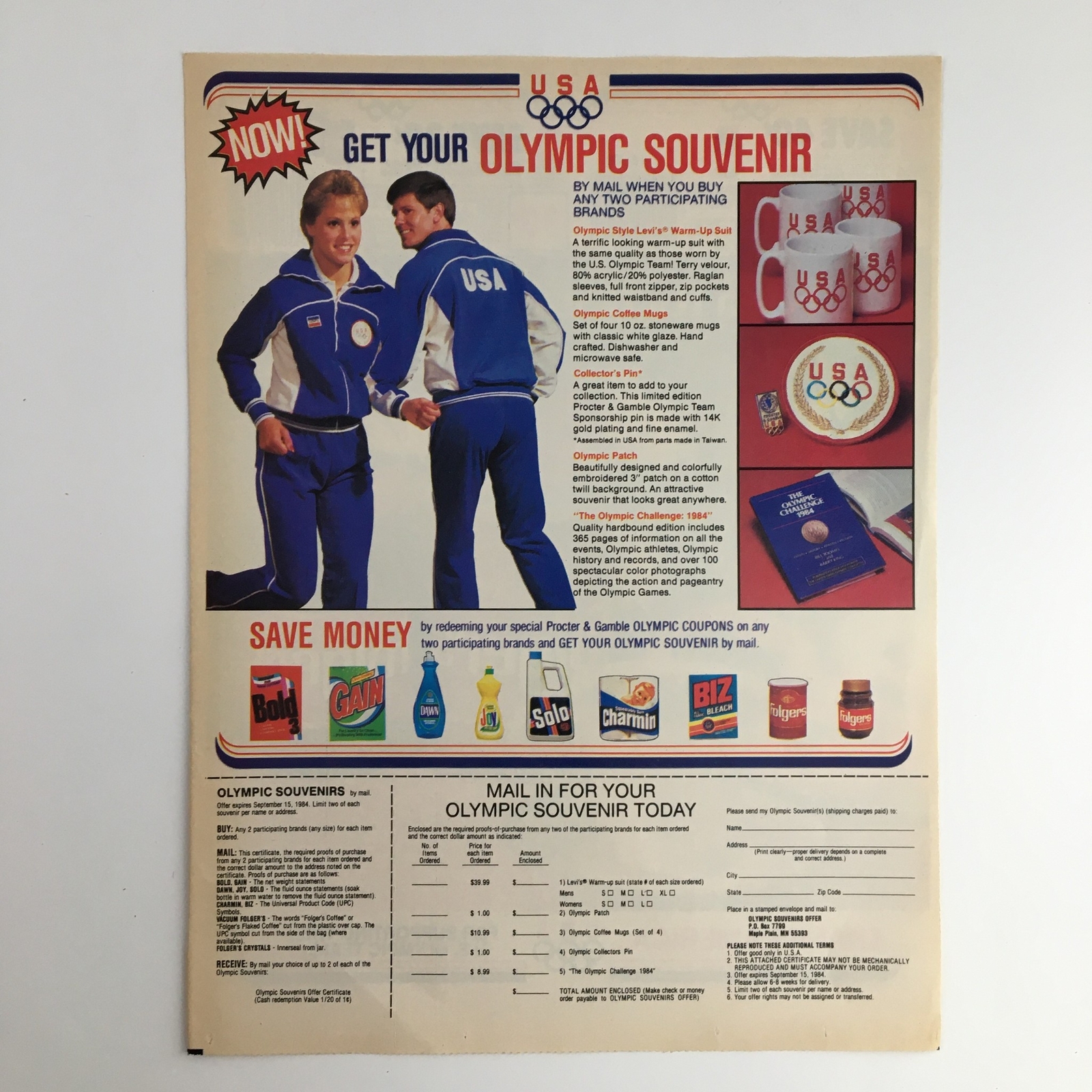 1984 Folgers Coffee U.S. Olympic Team Circular Coupon Advertisement | eBay