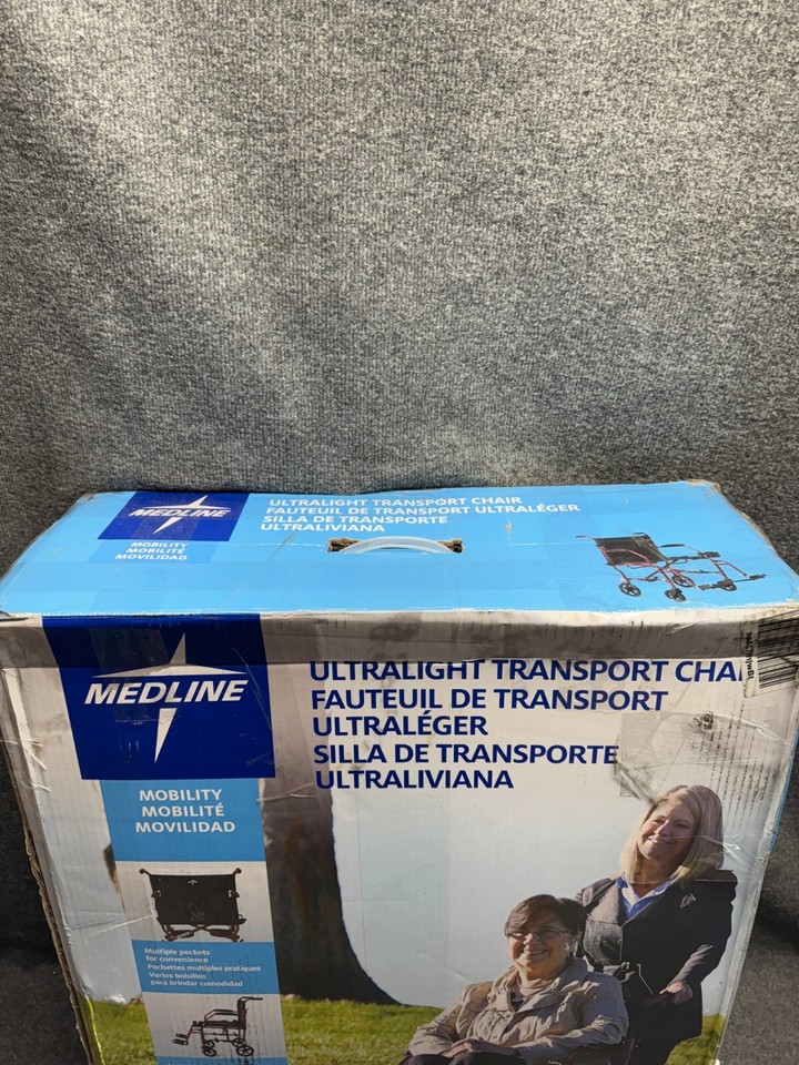 Medline MDS808200F3R 19in. Ultralight Transport Wheelchair - Red 300LB ...