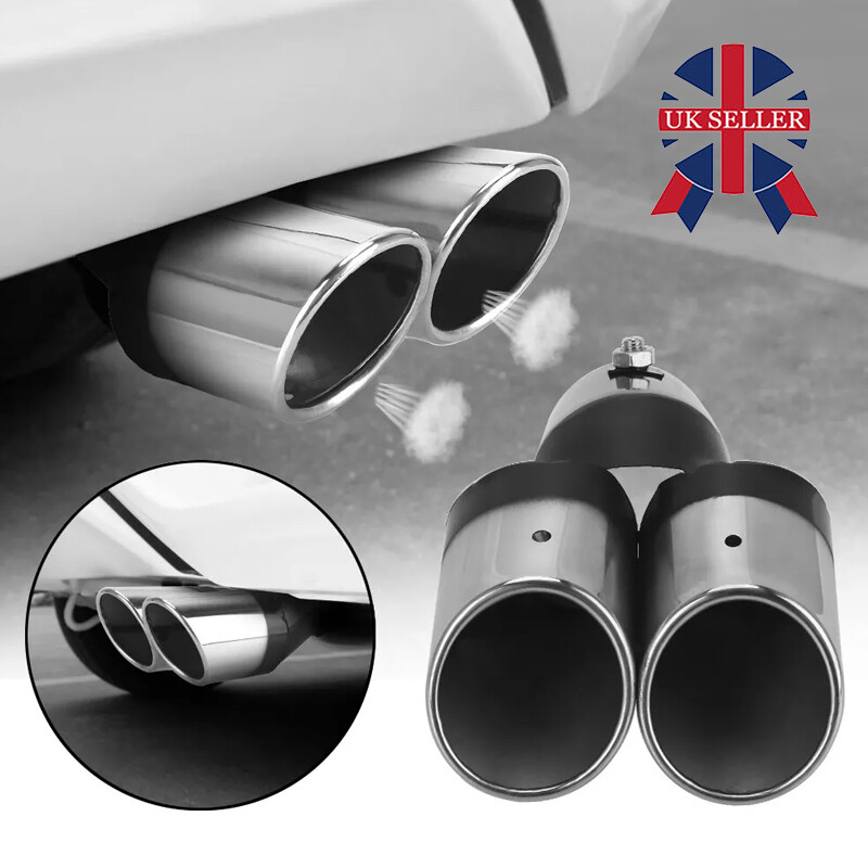 Car Tailpipe Twin Exhaust Tail Tip Trim Bend Muffler Rear Pipe ...
