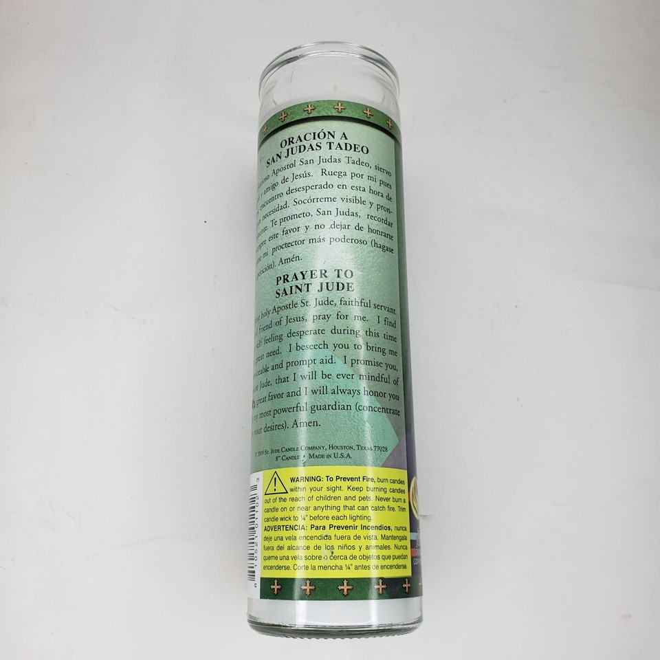 Saint Jude White Candle in English and Spanish San Judas Tadeo St Jude ...