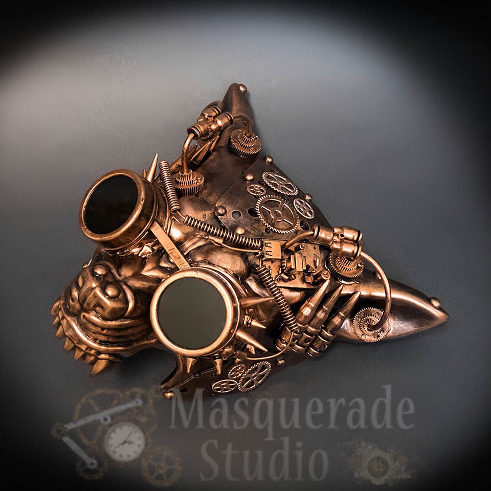 Men's Steampunk Fantasy Robotic Cyborg Wolf Terminator Masquerade Mask ...