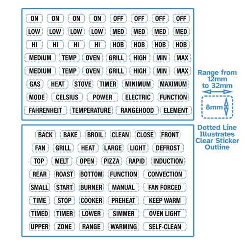 Combo Black 53pc On Off Dial Labels & 43pc Stovetop Functions Decal ...