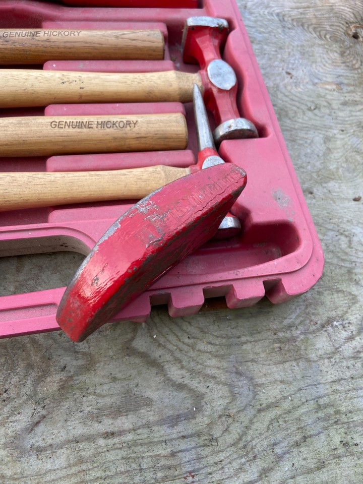 Car body panel repair kit 9 piece 4 Hickory handle hammers 3 dollies 2 ...