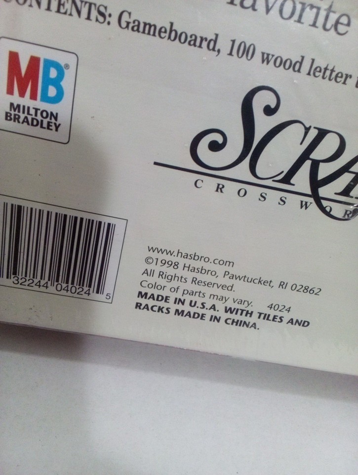 1998 Scrabble Crossword Board Game Milton Bradley New & Sealed Box!! | eBay