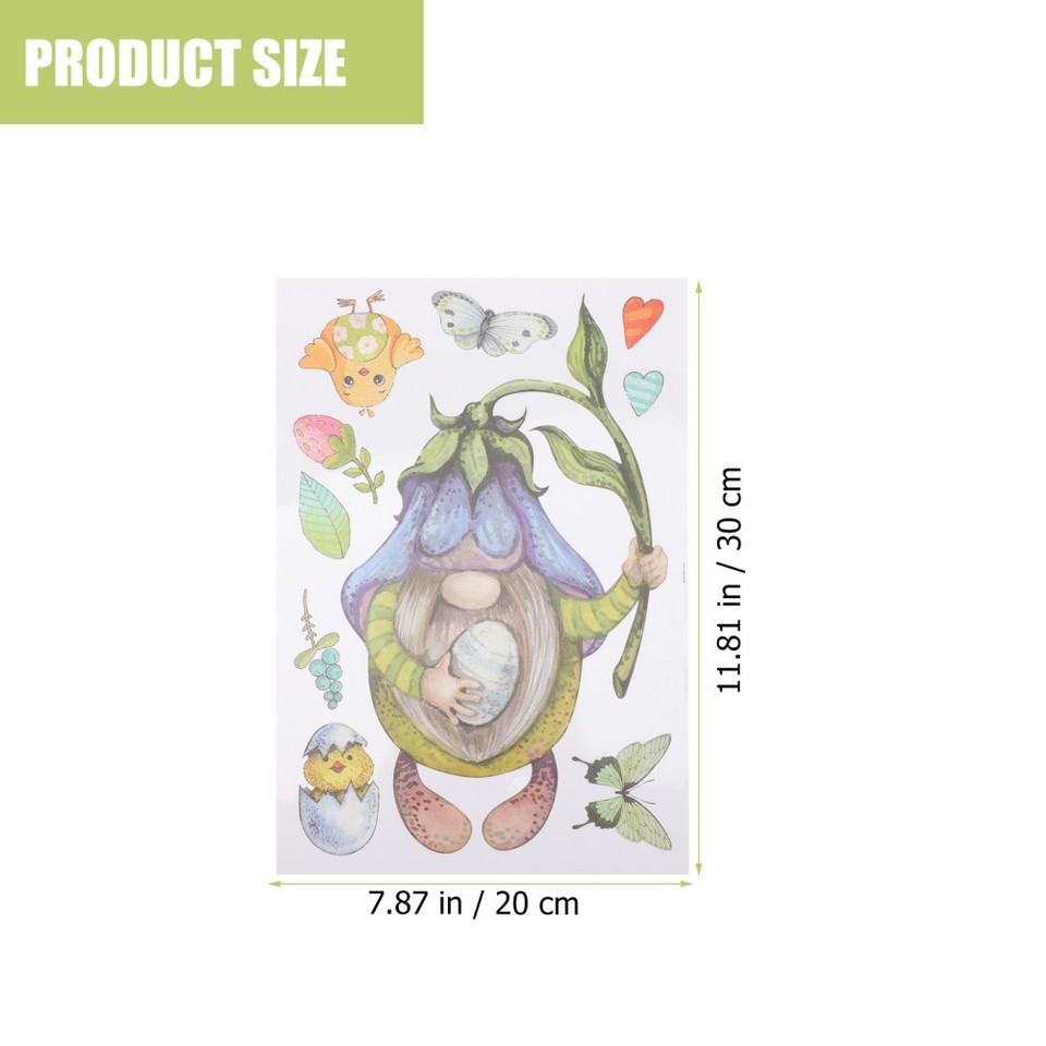 1 Set Easter Gnome Stickers Adhesive Door Decals Cartoon Glass Window ...