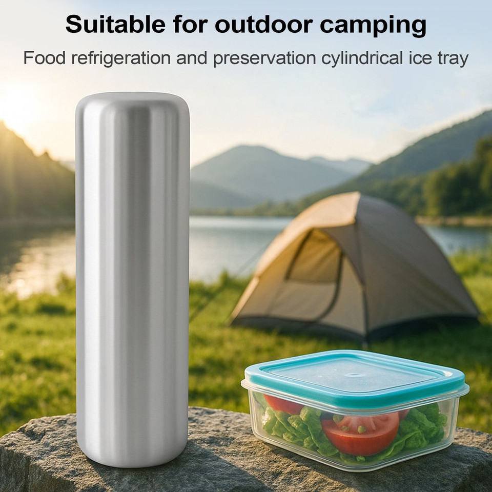 Stainless Steel Ice Pack Reusable Cylinder Freezer Packs Portable ...