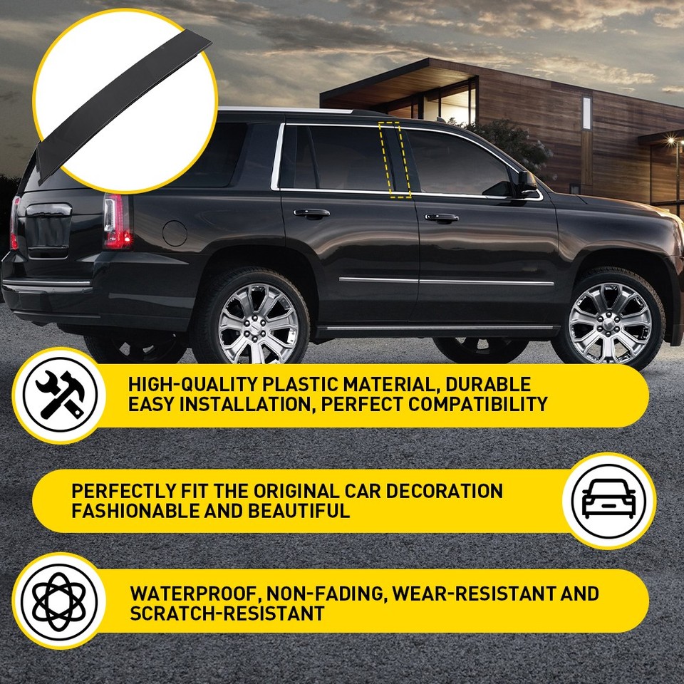 For Chevy Suburban Tahoe GMC Yukon 2015-2018 2Pcs Glossy B-Pillar ...