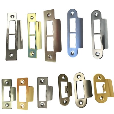 Door Strike Plate Polished Chrome or Brass Long Plates Tubular Mortice ...