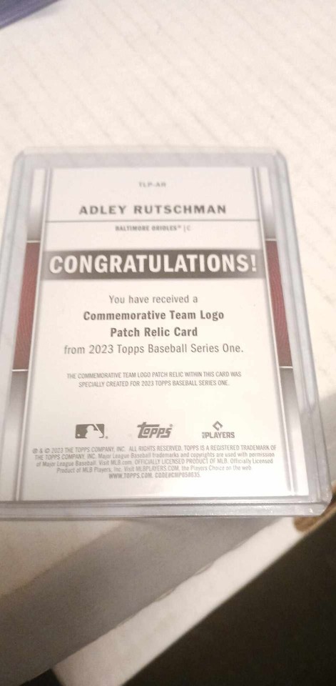 2023 Topps Adley Rutschman RC Commemorative Team Logo Patch Relic Card ...
