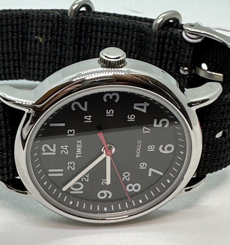 Timex Watch T2N647 Men's Weekender Black Fabric Watch, Indiglo, 38MM Case | eBay