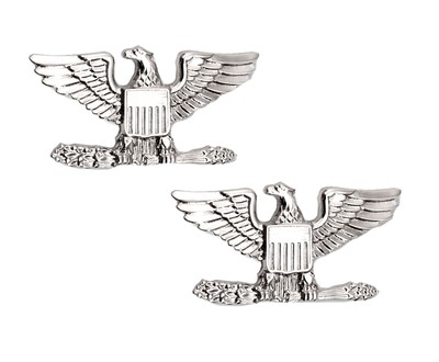 Colonel Captain Eagle Collar Pin Devices Set of 2 US Military Silver ...