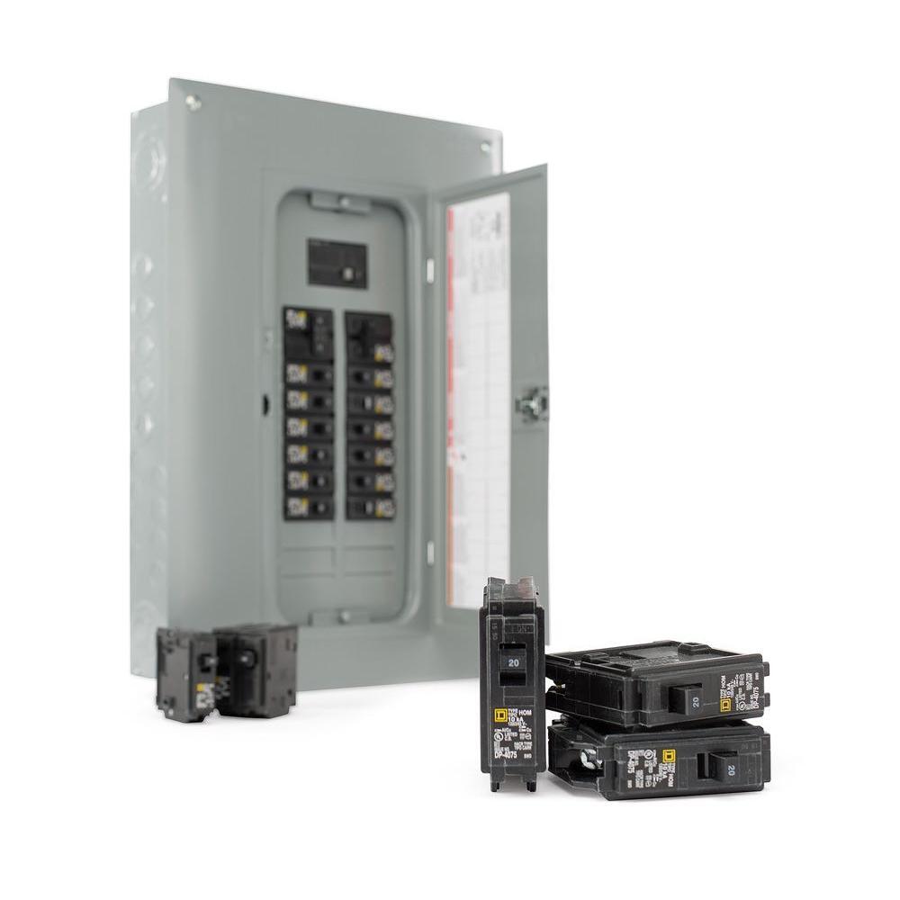 square d 100 amp 40 circuit 20 space indoor main breaker box panel load ...