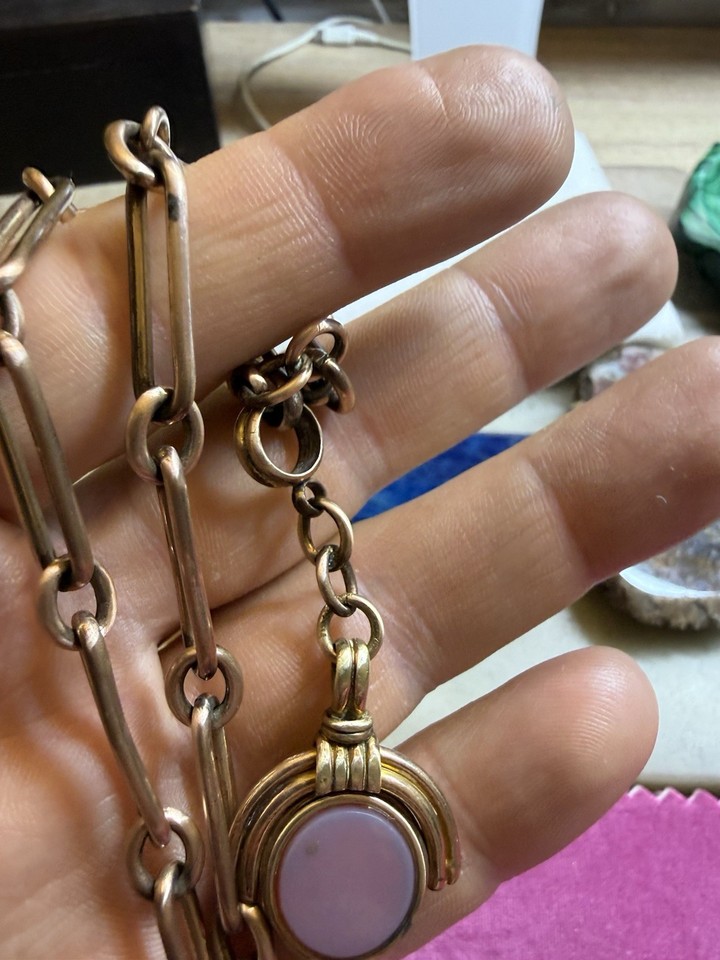 ANTIQUE EDWARDIAN ROLLED GOLD WATCH CHAIN 40 CM LONG FOB 1900S | eBay UK